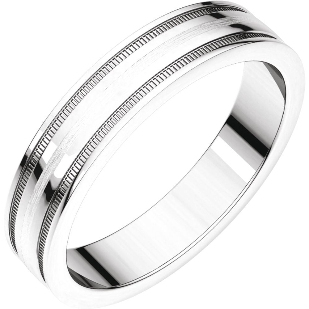 14k X1 White Gold 4mm Flat Edge Bridal Wedding Engagement Anniversary Band Ring with Satin ...
