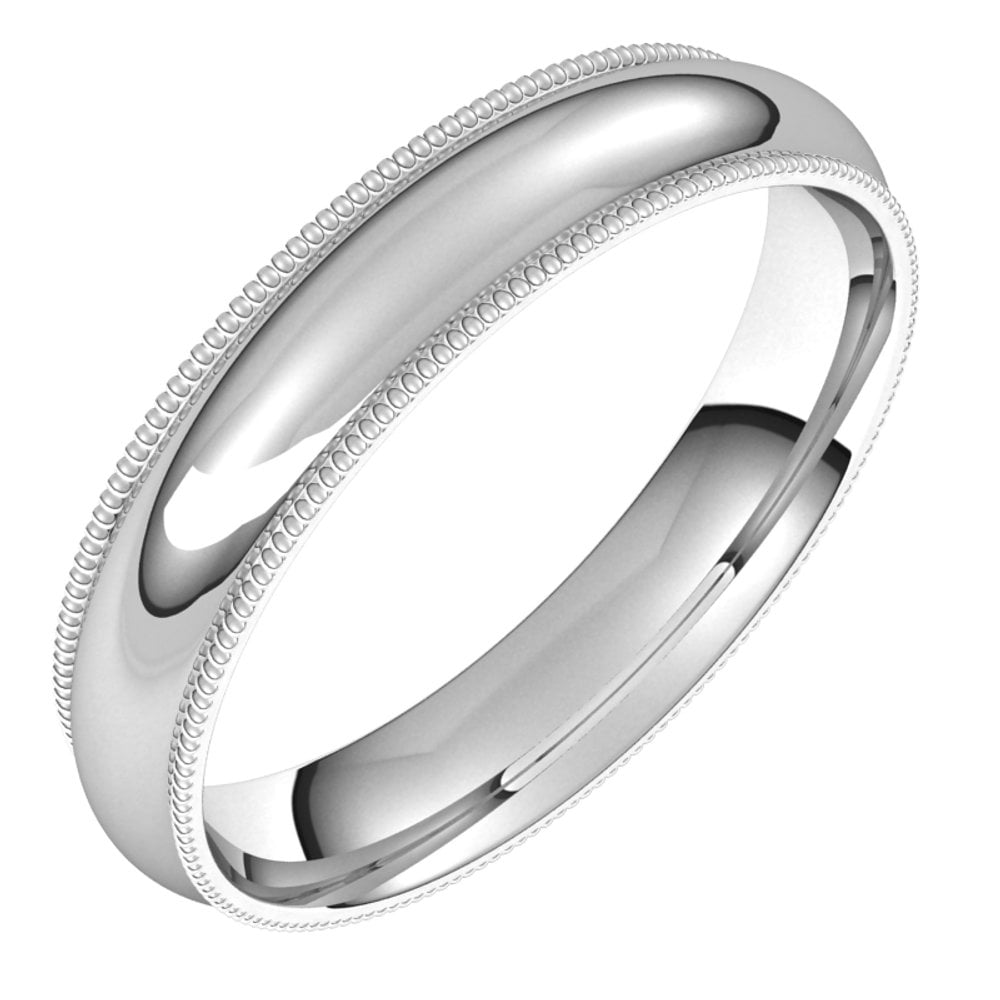 14k X1 White Gold 4mm Milgrain Half Round Shape Comfort Fit Classic ...