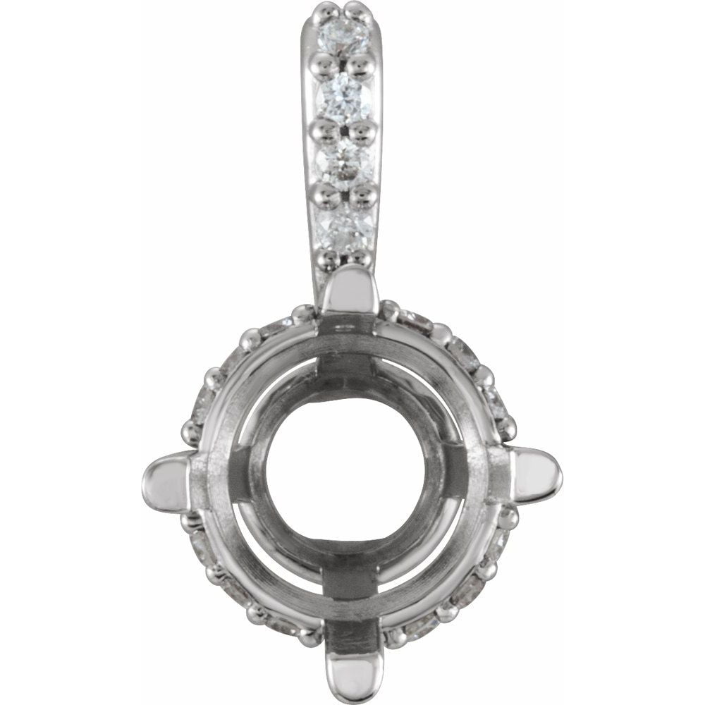 14k X1 White Gold 5.5mm Round Shape Diamond Semi-Mount Pendant Fine ...