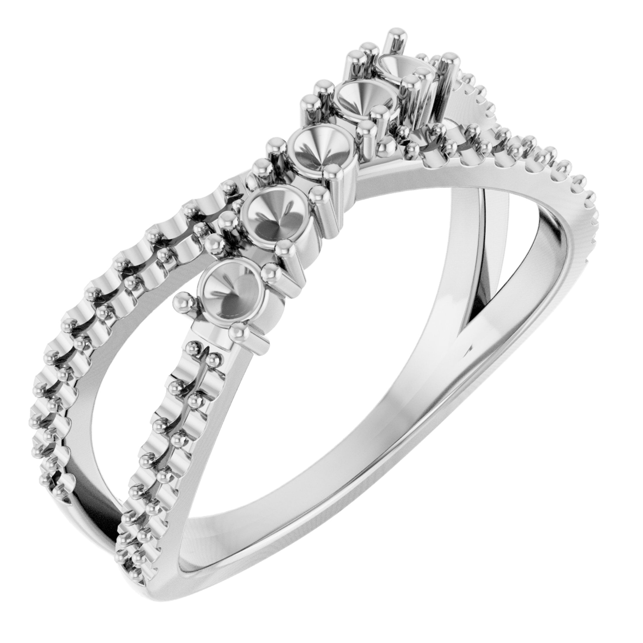 14k X1 White Gold 5 Five-Stone Family Criss-Cross Freeform Bypass ...