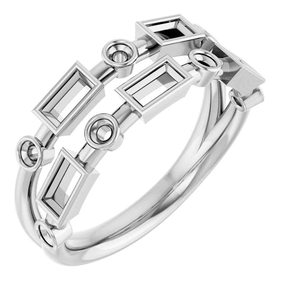 14k X1 White Gold 5 Five-Stone Negative Space Family Fashion Ring Fine ...