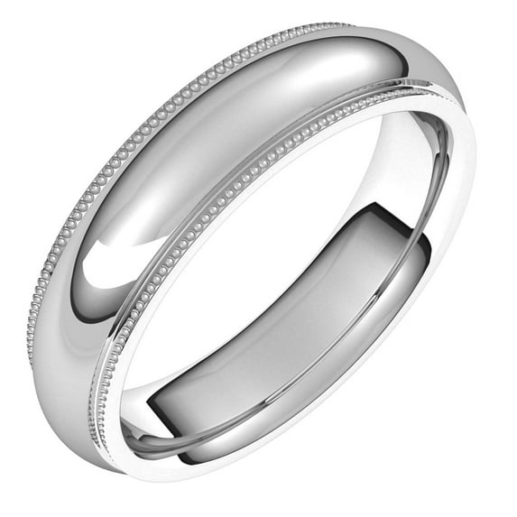 14k X1 White Gold 5mm Milgrain Half Round Shape Comfort Fit Edge ...