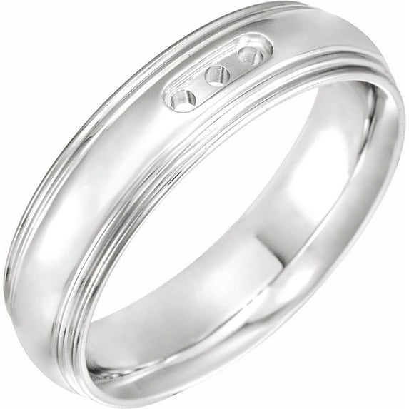 14k X1 White Gold 6mm Half Round Shape Edge Bridal Wedding Engagement ...