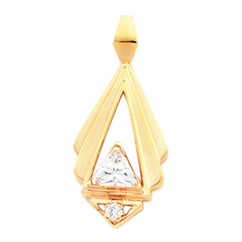 14k X1 White Gold 6mm Trillion Triangle Shape Pendant With Hidden Bail ...