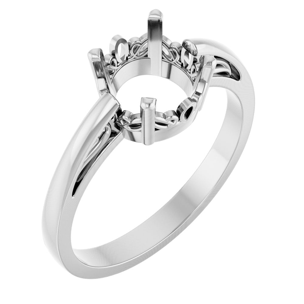 14k X1 White Gold 7mm Round Shape Scroll Ring Fine Jewelry For Women ...