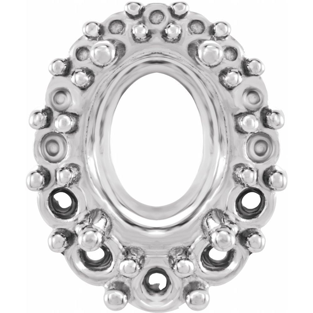 14k X1 White Gold 7x5mm Oval Shape Halo-Style Pendant With Hidden Bail ...