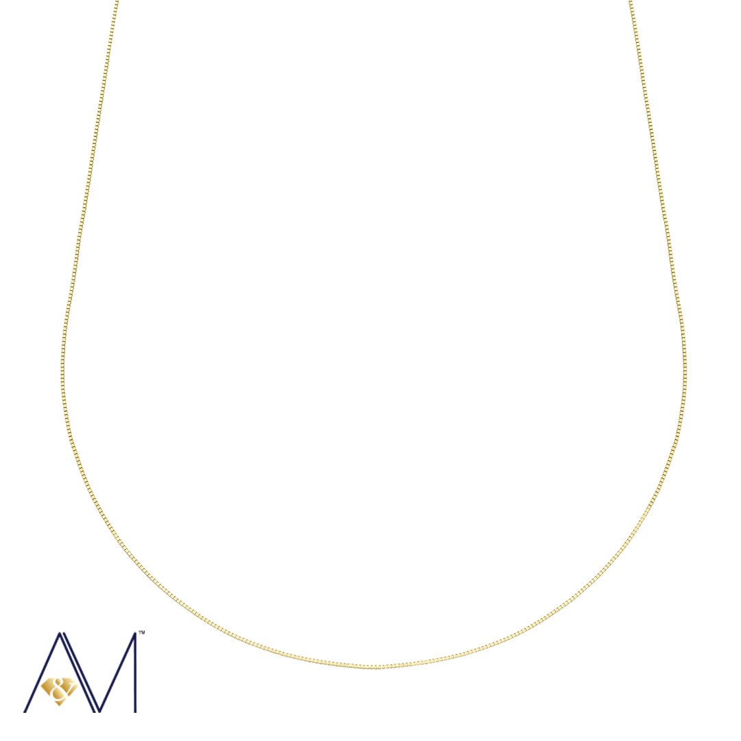 14k Yellow Gold 0.45mm Box Chain Necklace, 16” to 24”, with Spring ...