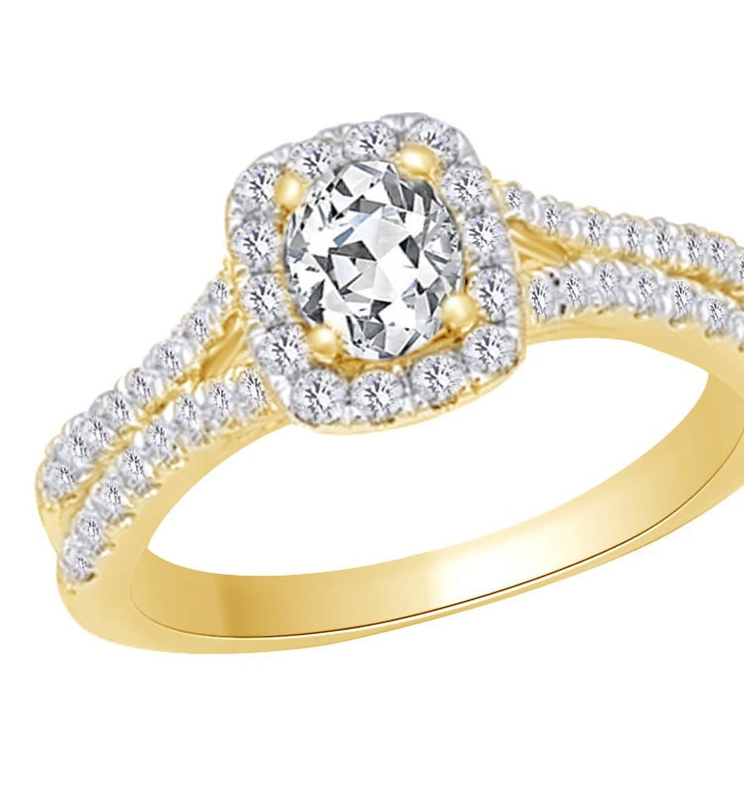 AFFY 14k Yellow Gold 0.62 cttw White Natural Diamond Pinch Shank Halo ...