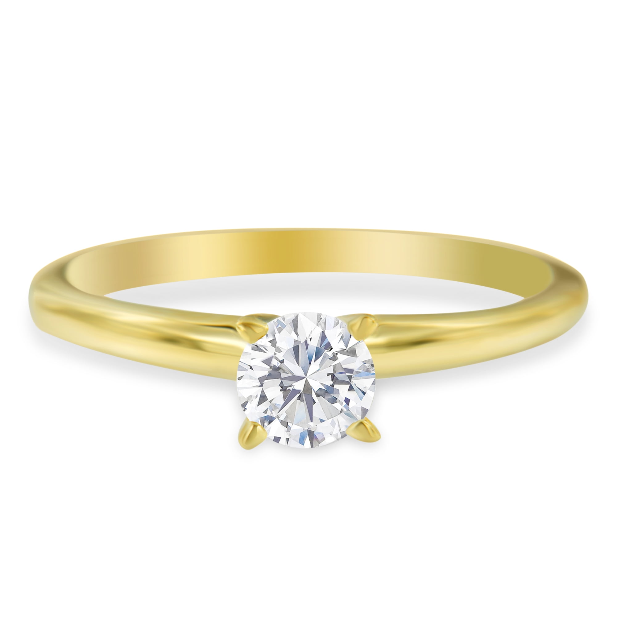 14k Yellow Gold 0.72ct TDW Round-cut GIA Certified Diamond Solitaire Engagement Ring (H,VS2 ...