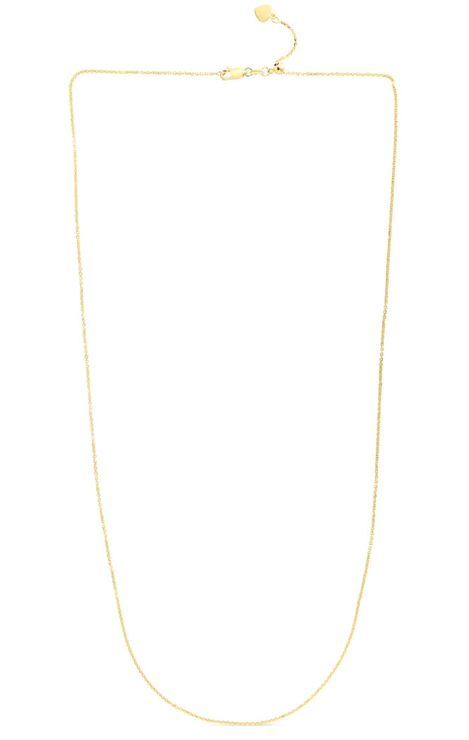 14k Yellow Gold 0.9mm Sparkle Cut Classic Adjustable Cable Chain ...