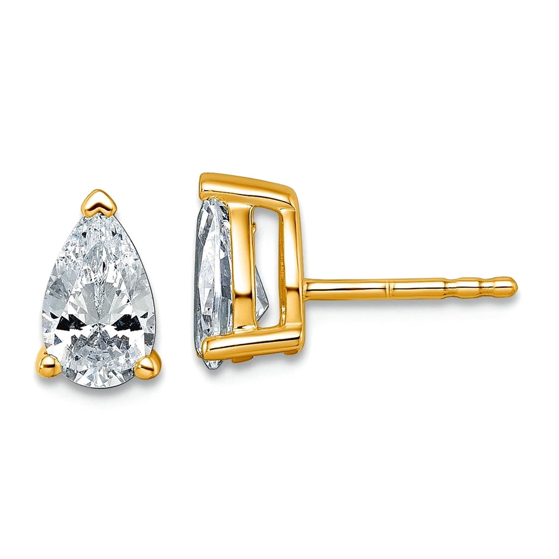 14k Yellow Gold 1 1/2 Ctw Lab Grown Diamond VS+ F+ Pear 4 Prong Heavy ...