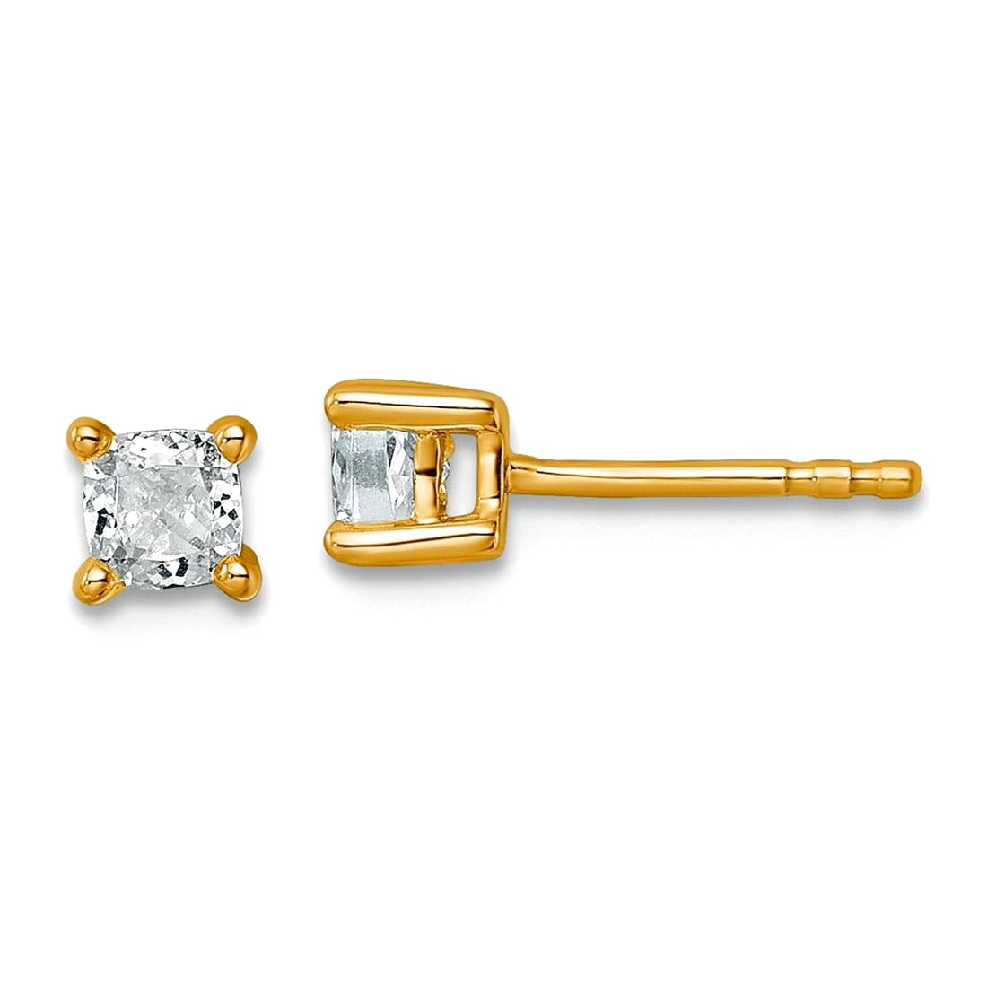 14k Yellow Gold 1/2 Ctw Lab Grown Diamond SI+ G+ Cushion 4 Prong Heavy ...