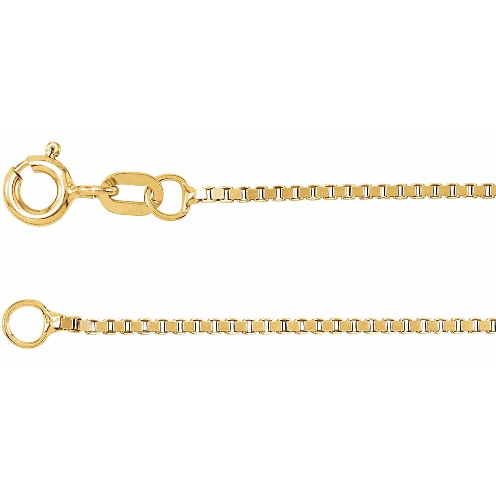 14k Yellow Gold 1.2mm Solid Box Chain Necklace Fine Jewelry for Women ...