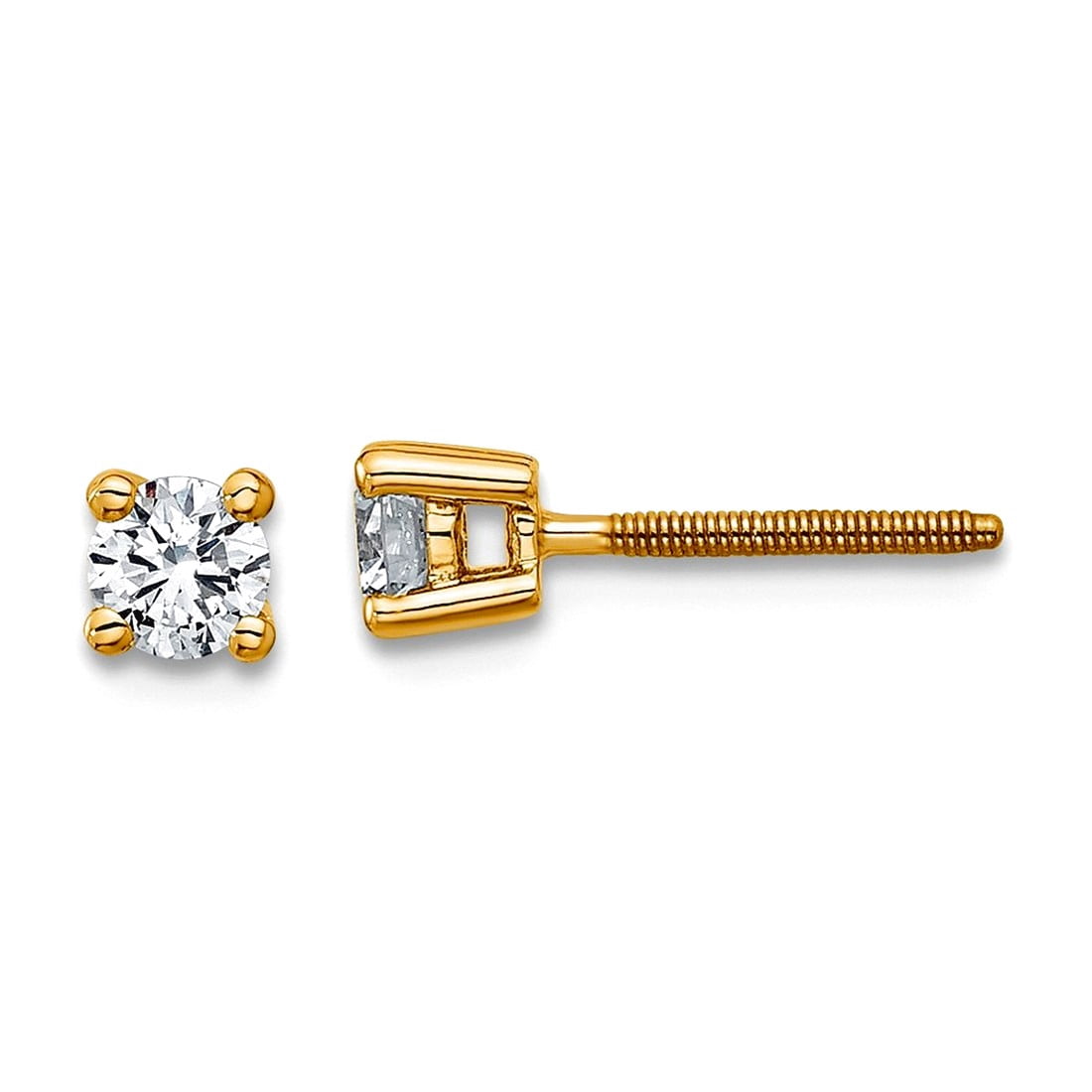 14k Yellow Gold 1/3 Ctw Lab Grown Diamond VS+ F+ Round 4 Prong Heavy ...