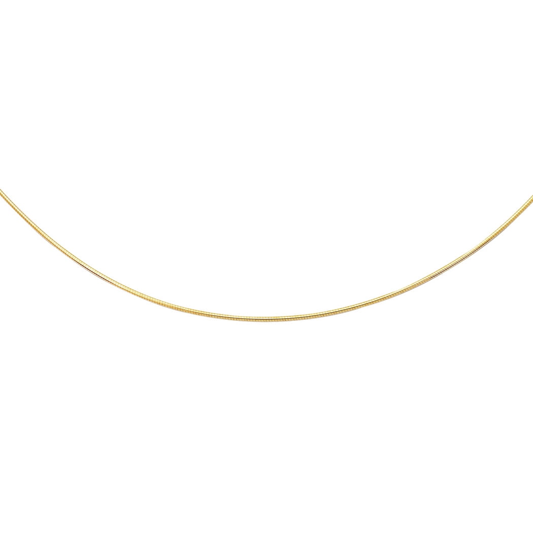 14k Yellow Gold 1.5mm Sparkle Cut Round Omega Necklace With Screw Off ...