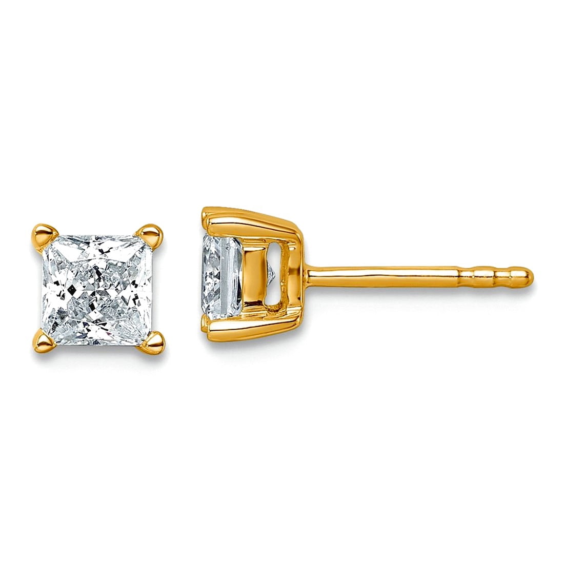 14k Yellow Gold 1 Ctw Lab Grown Diamond VS+ F+ Princess 4 Prong Heavy ...