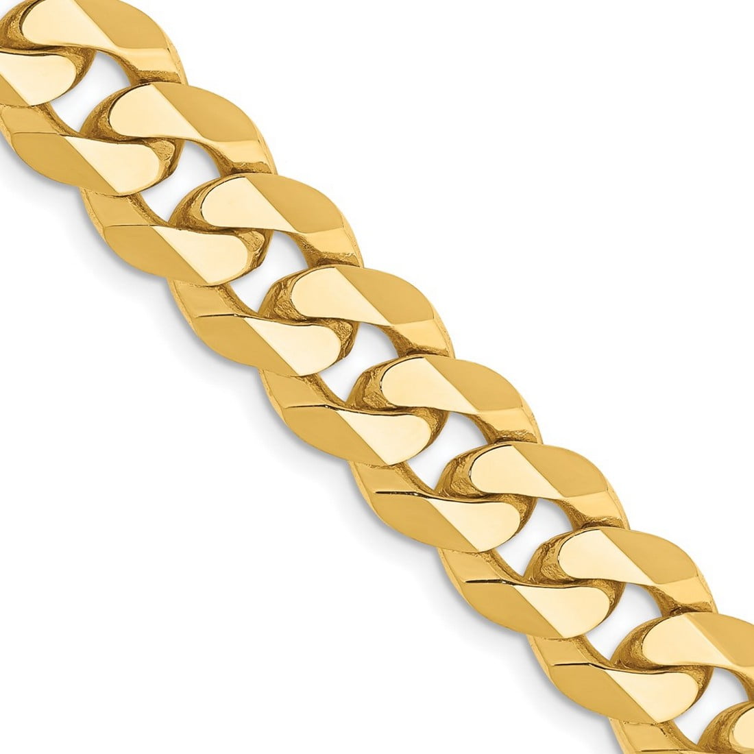 14k Yellow Gold Solid Polished 10mm Beveled Curb Chain Necklace 20 Inch ...