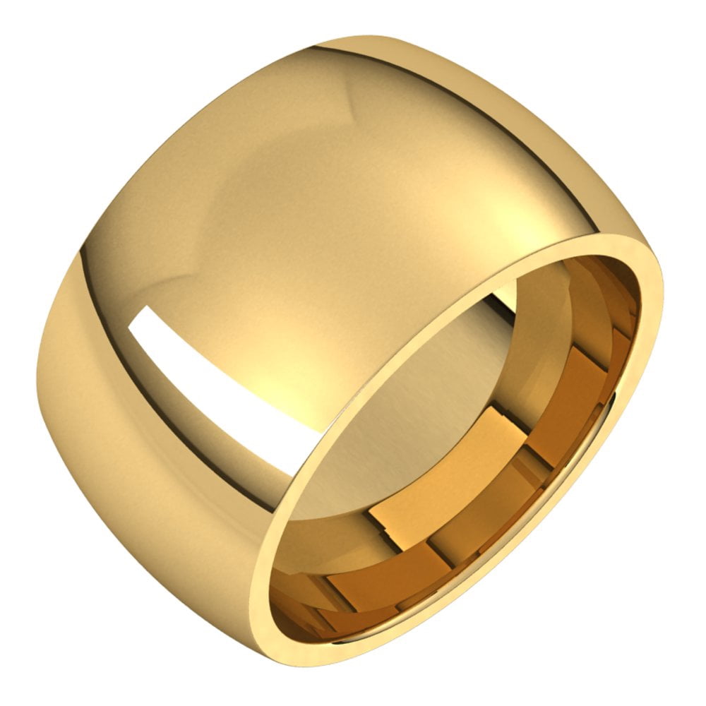 14k Yellow Gold 12mm Half Round Shape Comfort Fit Classic Bridal ...