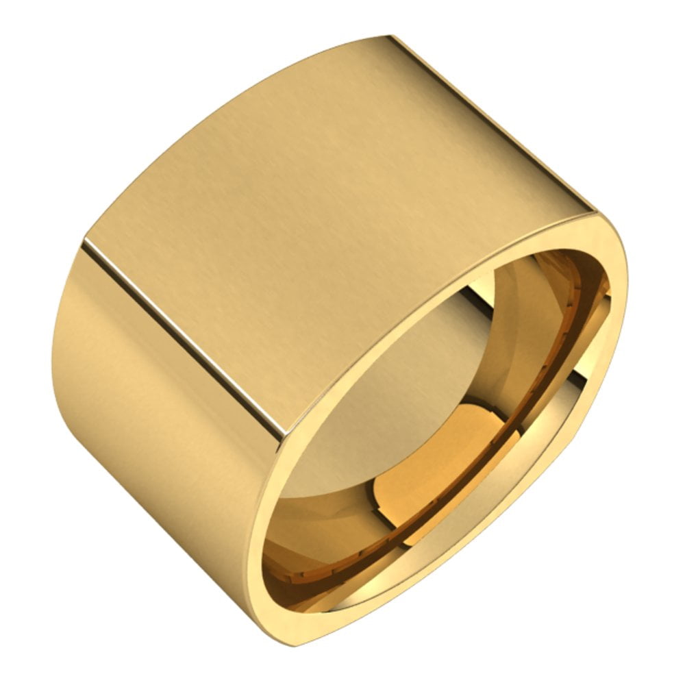 14k Yellow Gold 12mm Square Shape Comfort Fit Classic Bridal Wedding ...