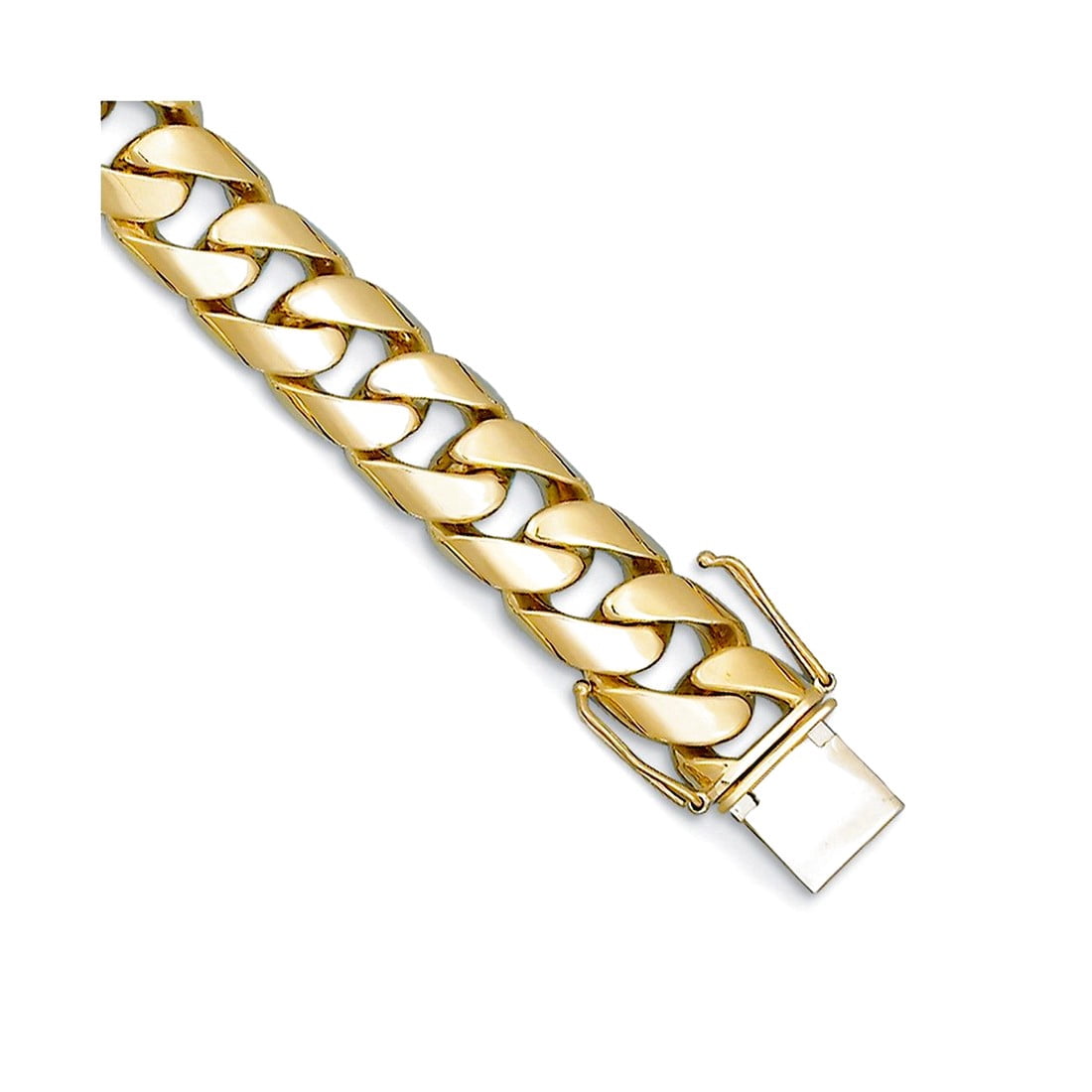 14k Yellow Gold 13.2mm Solid Curb ID Bracelet 8 Inch Identification ...