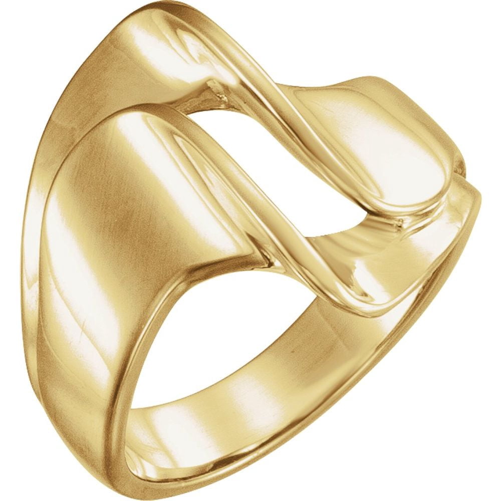 14k Yellow Gold 18mm Freeform Bypass Remount Metal Fashion Ring Fine ...