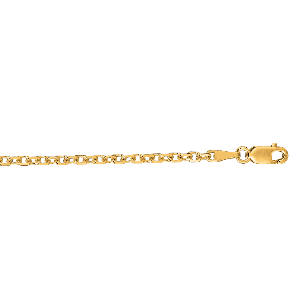 14k Yellow Gold 2.3mm Sparkle Cut Cable Link Chain With Lobster Clasp ...