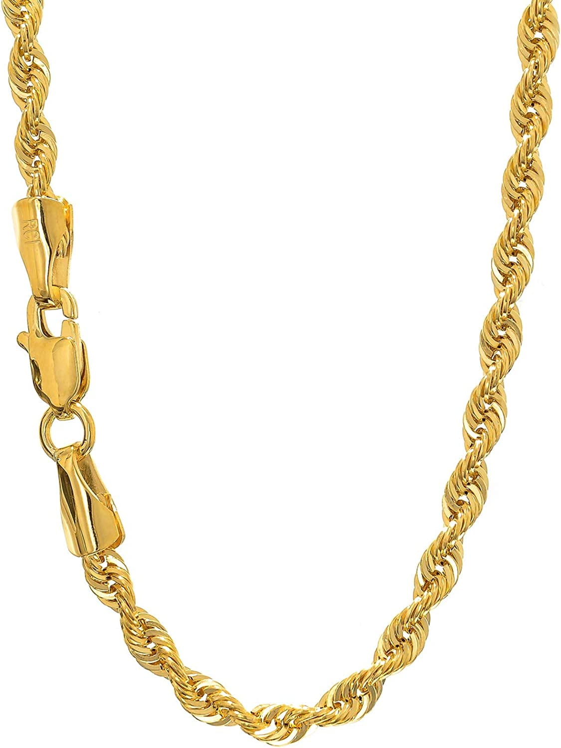 JewelStop 14k Yellow Gold 2.5 mm Light Sparkle Rope Chain Necklace ...