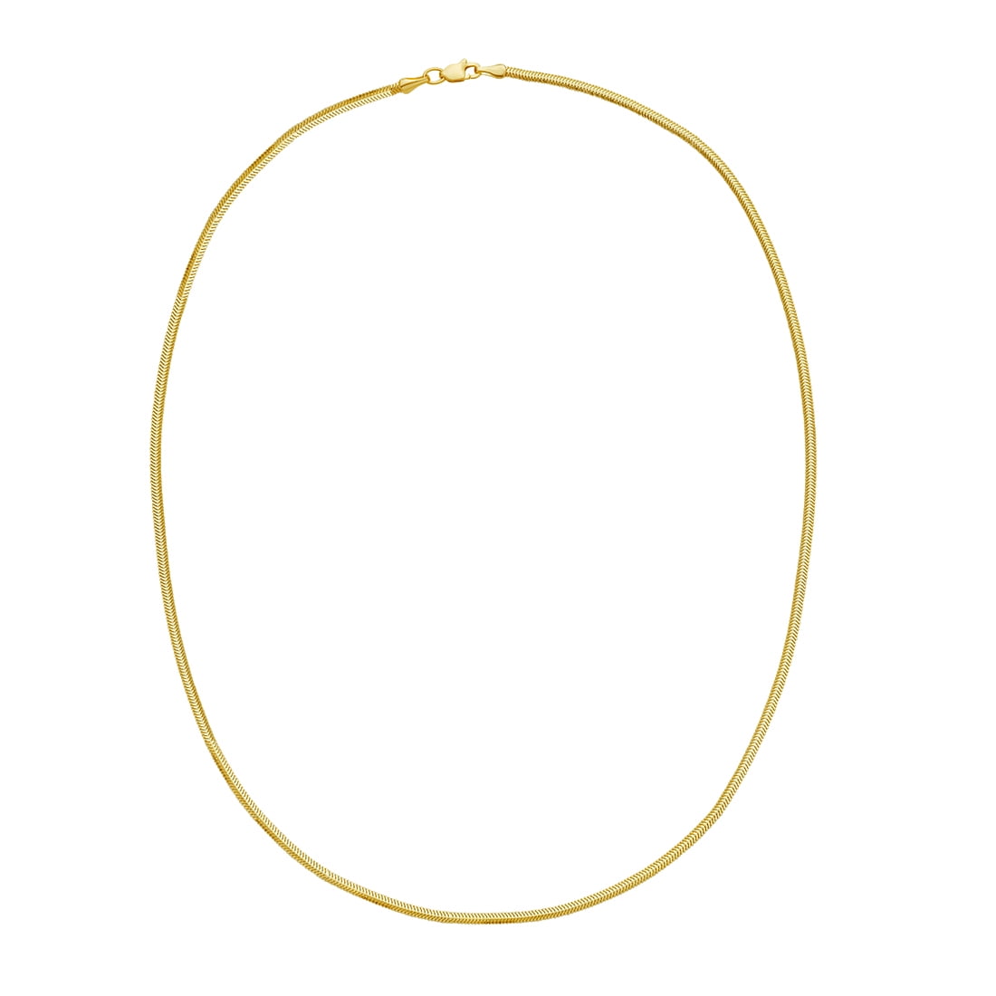 14k Yellow Gold 2mm Oval Snake Chain Necklace With Lobster Clasp 16 ...