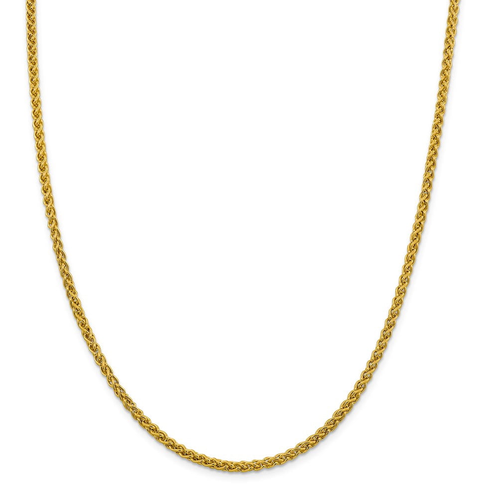 14k Yellow Gold 3.45mm Semi-Solid Wheat Chain Necklace Fine Jewelry For ...
