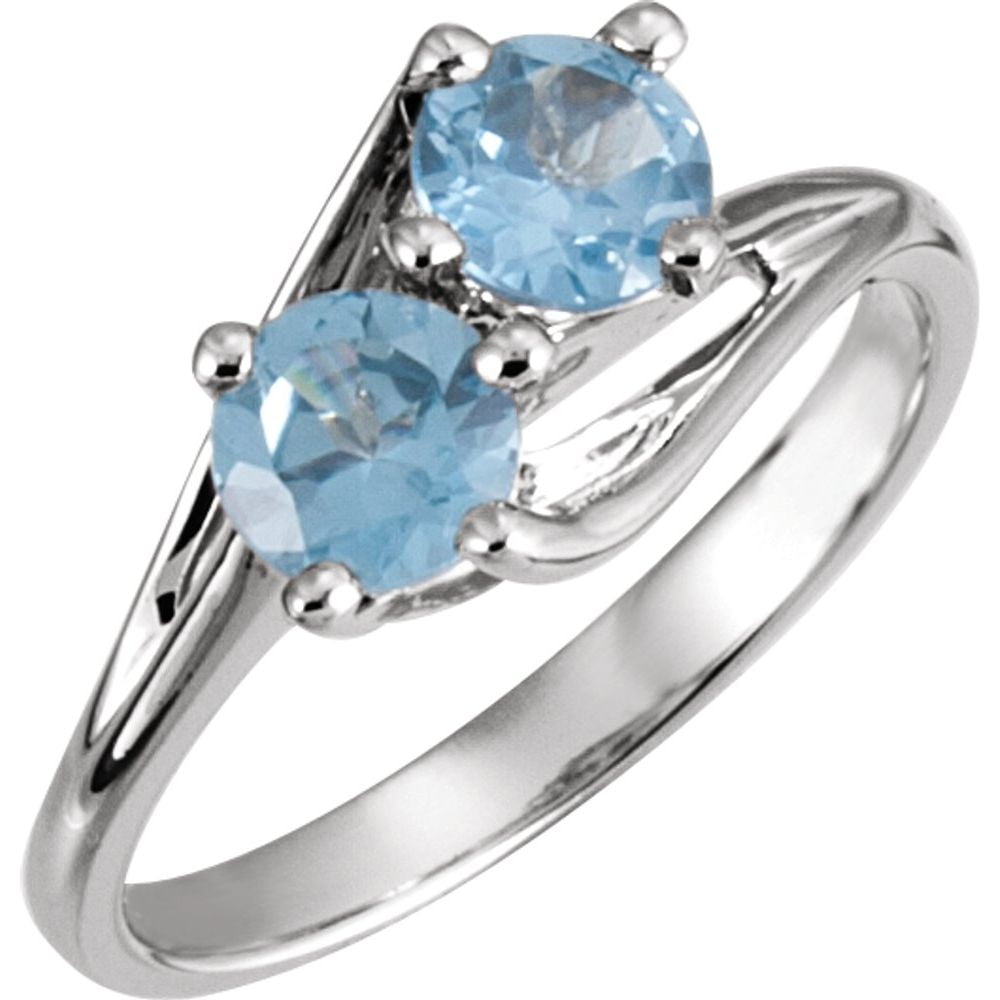 14k Yellow Gold 3.4mm Round Shape 2 Two-Stone Fashion Ring Fine Jewelry ...