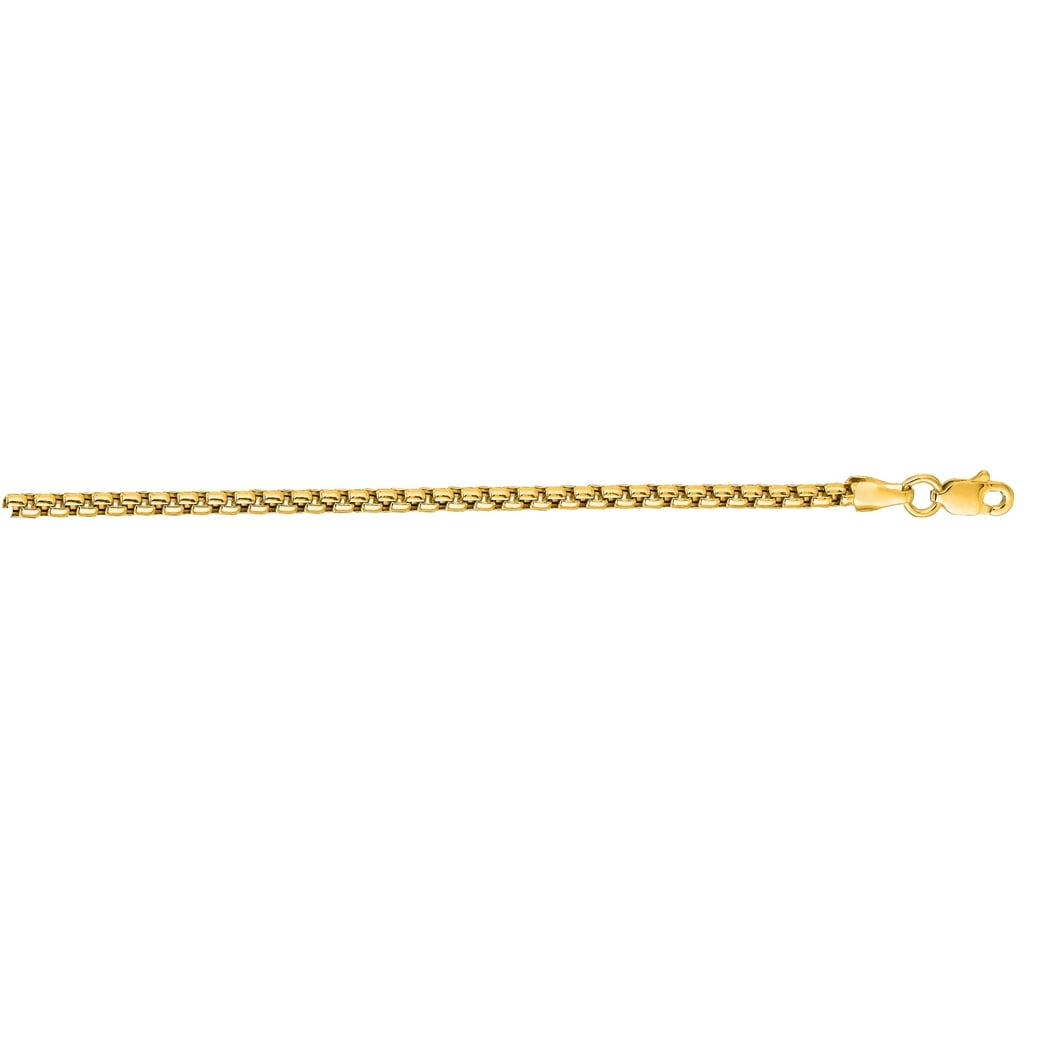 14k Yellow Gold 3.6mm Solid Round Box Chain Necklace With Lobster Clasp ...