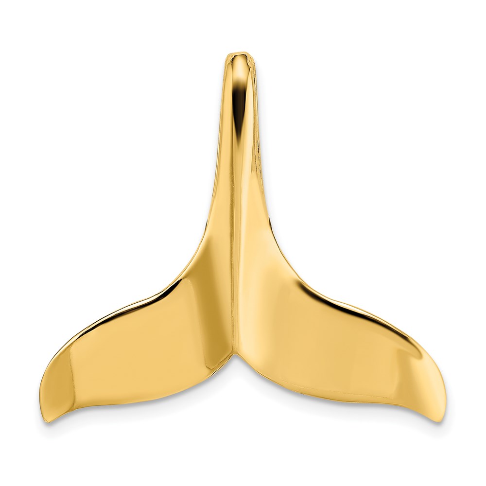 14k Yellow Gold 3-D with Hidden Bail Whale Tail Charm Pendant Fine ...