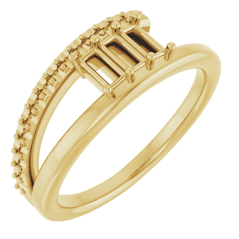 14k Yellow Gold 3 Three-Stone Family Negative Space Fashion Ring Fine ...