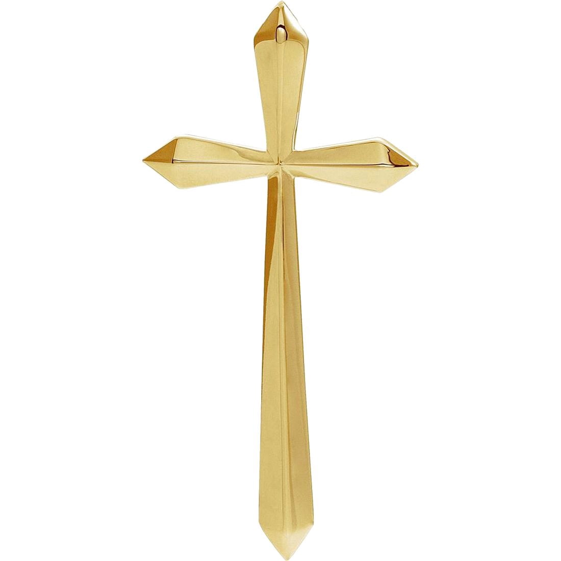 14k Yellow Gold 37.97x18.45mm Polished Elongated Religious Faith Cross ...