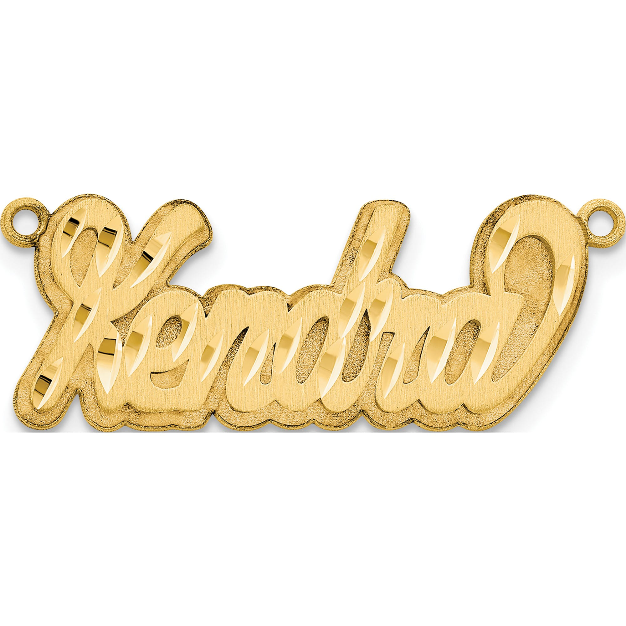 14k Yellow Gold 3D Satin Diamond-cut Name Plate Polished 3-D Laser-cut ...