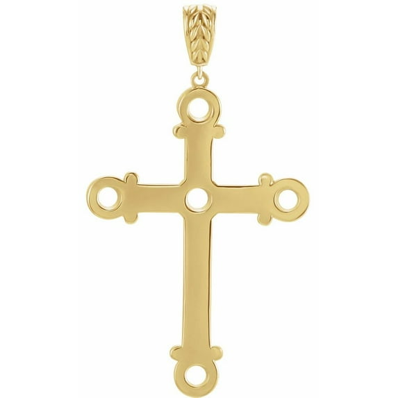 14k Yellow Gold 3mm Round Shape Cross Religious Pendant Fine Jewelry ...