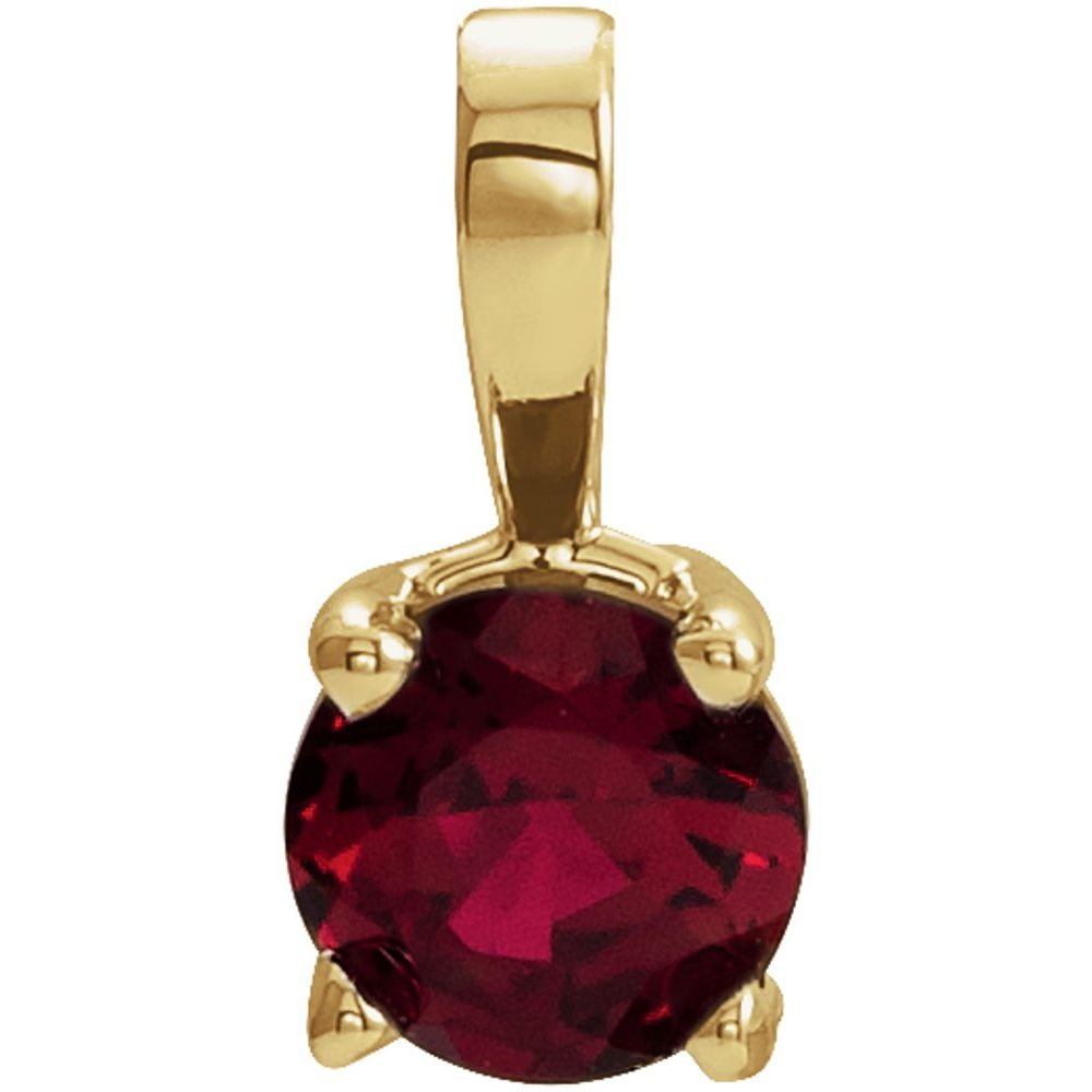 14k Yellow Gold 3mm Round Shape Ruby Birthstone Pendant Fine Jewelry ...