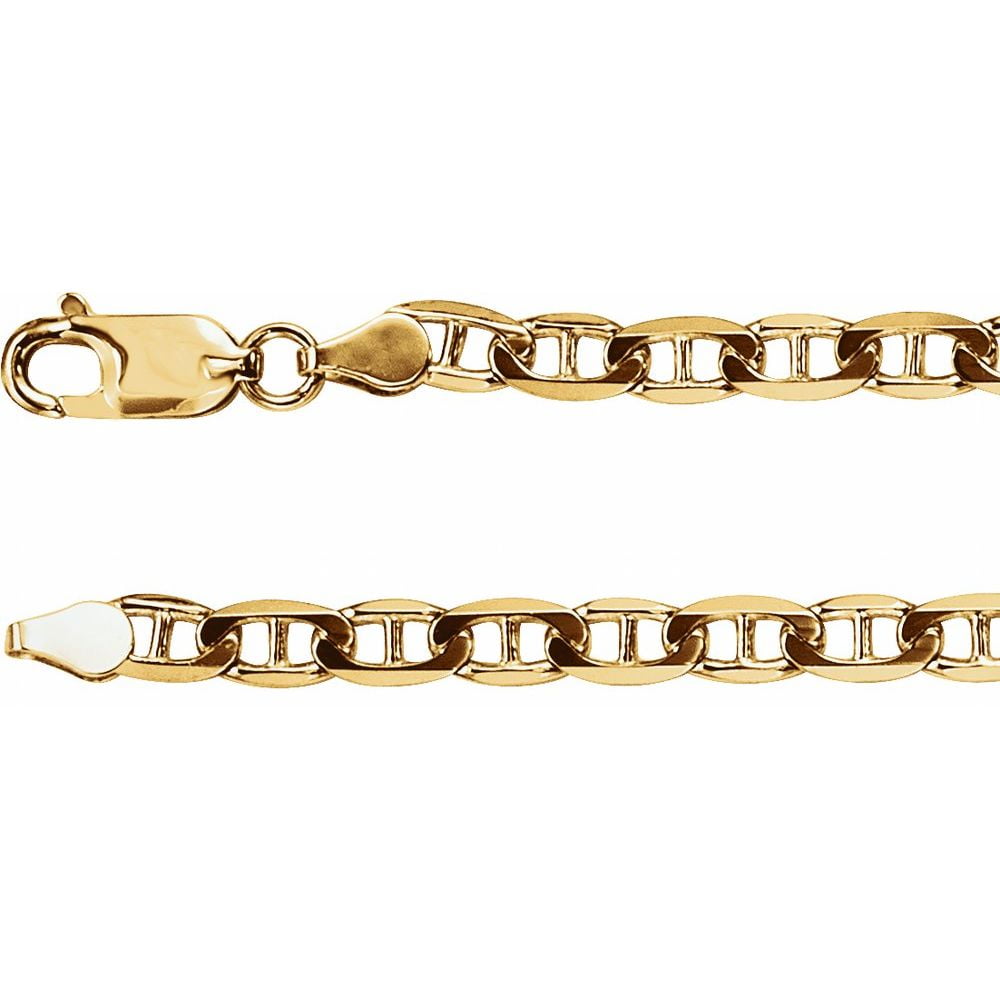 14k Yellow Gold 4.5mm Curbed Anchor Chain Necklace Fine Jewelry for ...
