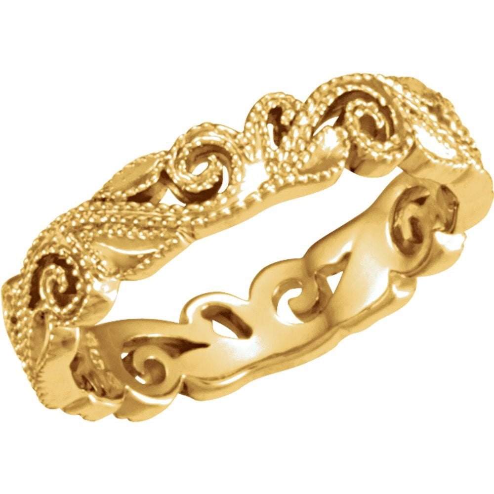 14k Yellow Gold 4.5mm Scroll Bridal Wedding Engagement Anniversary Band ...