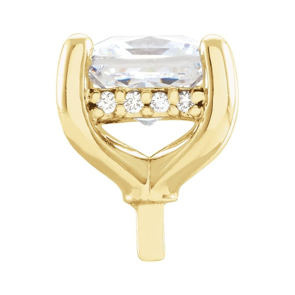 14k Yellow Gold 4.5mm Square Shape Diamond Semi-Set Peg Setting Finding ...