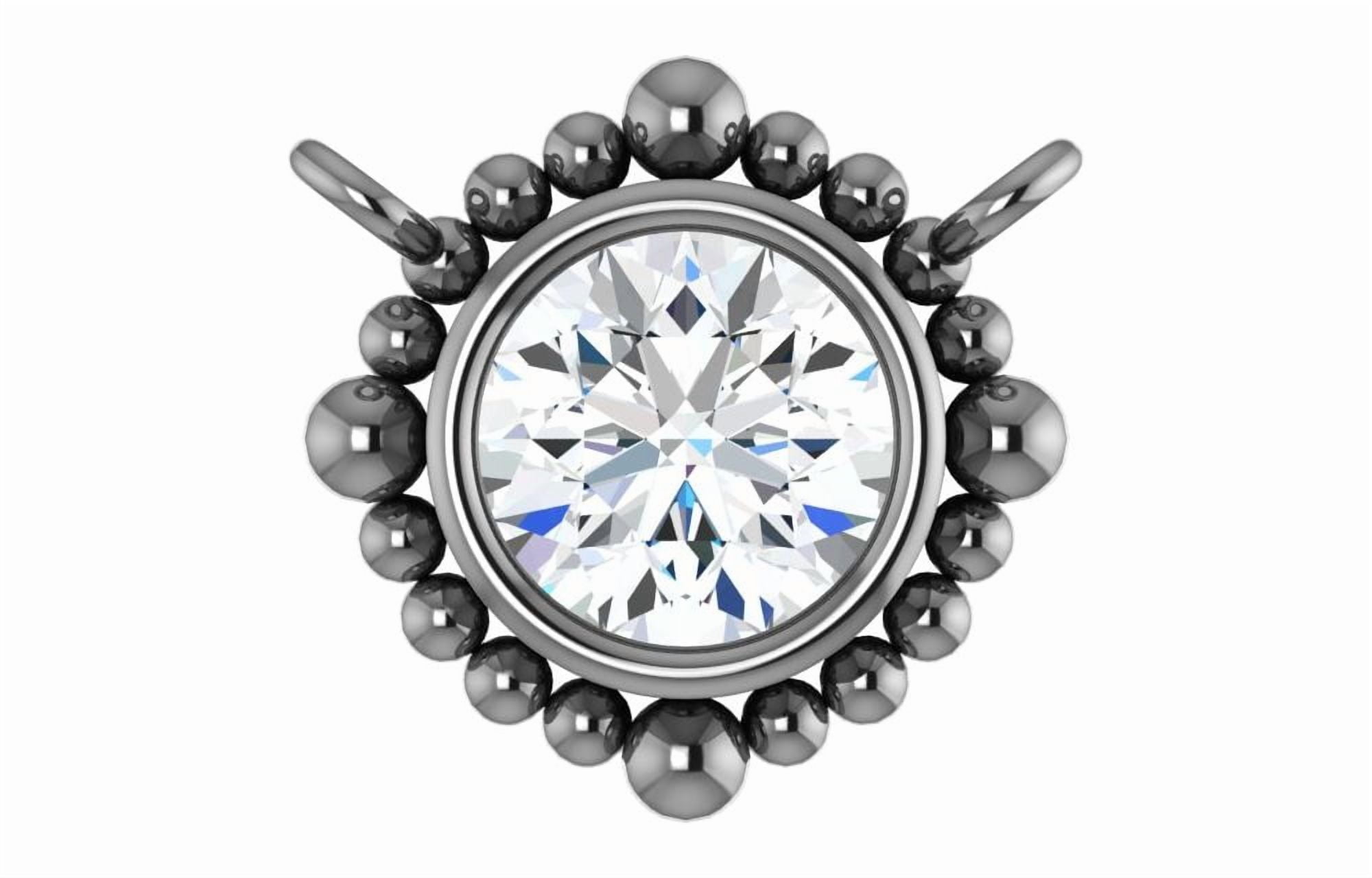 14k Yellow Gold 4.5mm White Sapphire Beaded Bezel-Set Solitaire ...