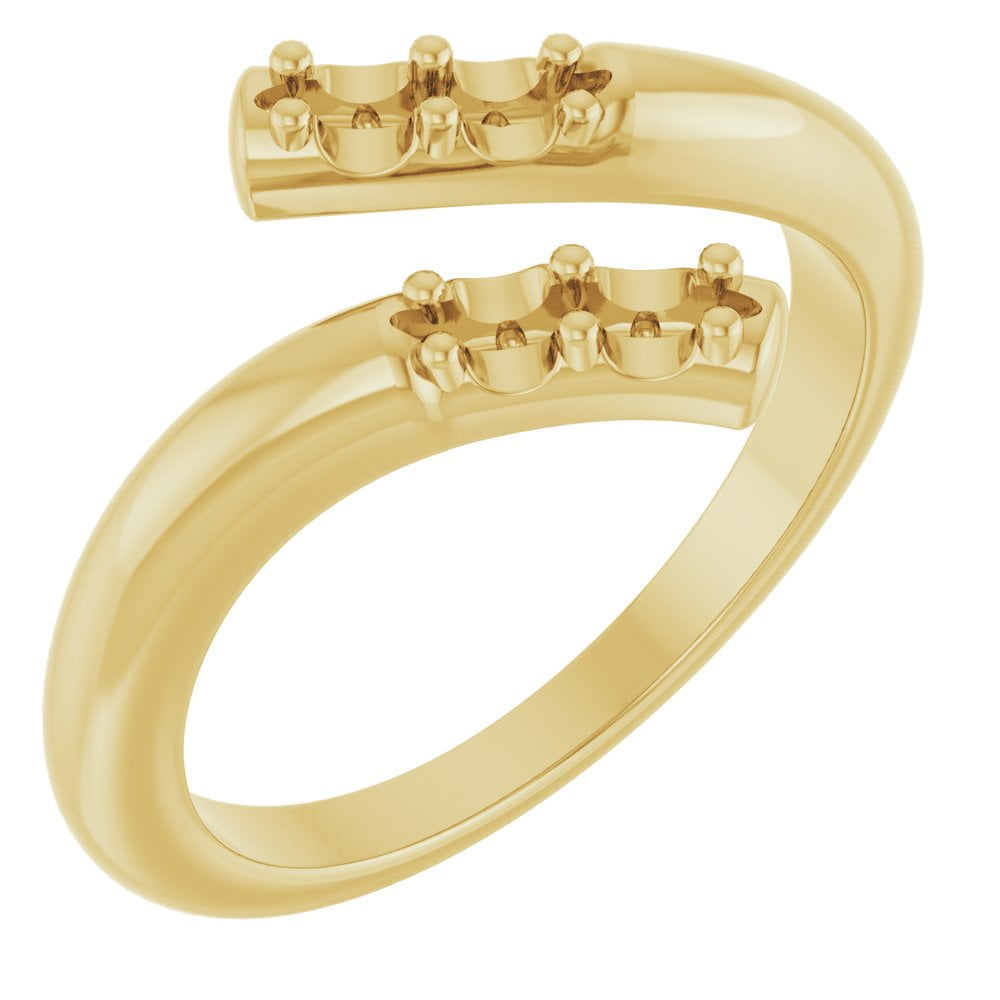 14k Yellow Gold 4 Four-Stone Freeform Bypass Family Fashion Ring Fine Jewelry For Women Gifts ...