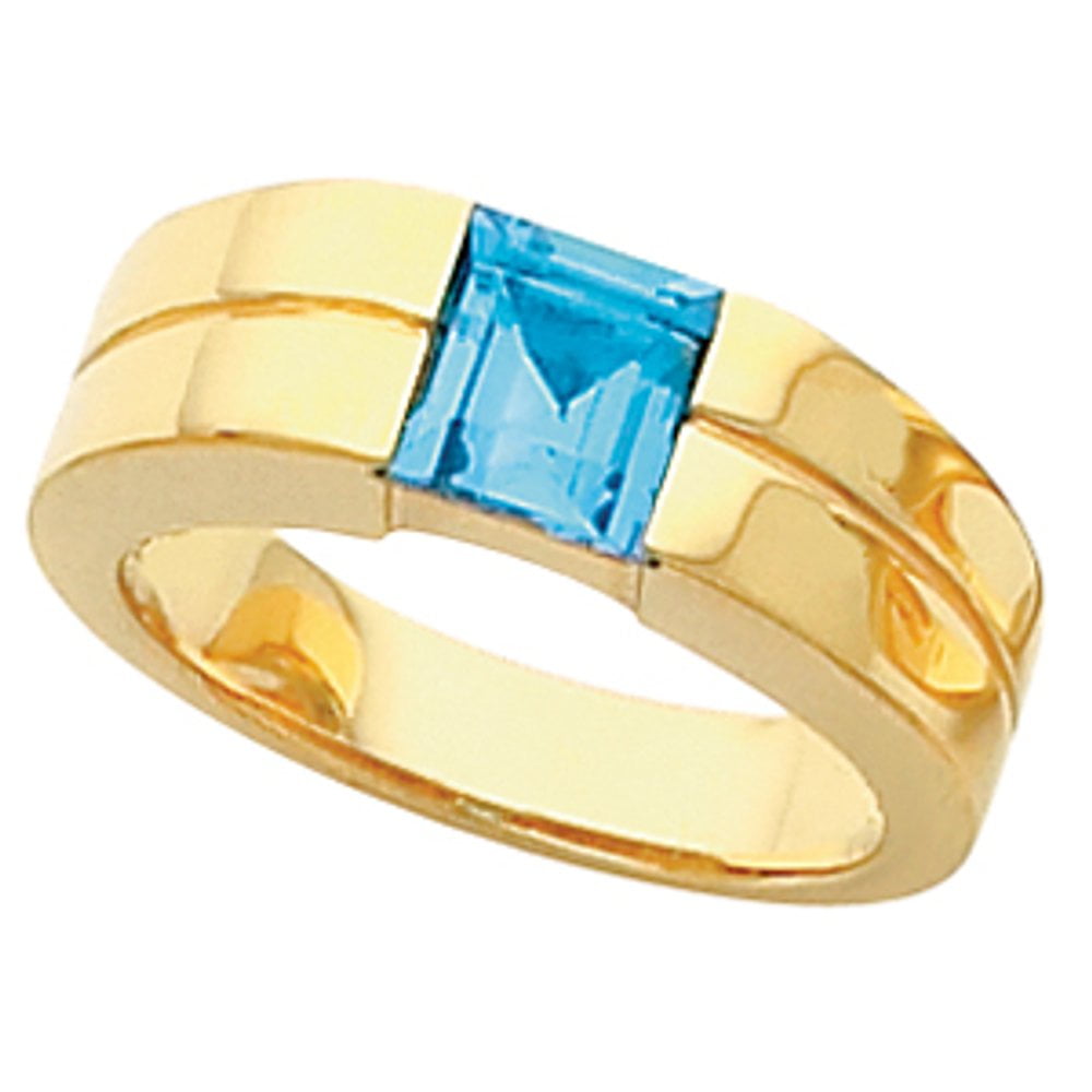 14k Yellow Gold 4mm Square Shape Channel-Set Grooved Solitaire Fashion ...