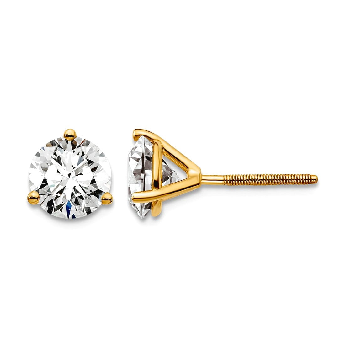 14k Yellow Gold 5 Ctw Cert Lab Grwn Diamond SI+ G+ Round 3 Prong Heavy ...
