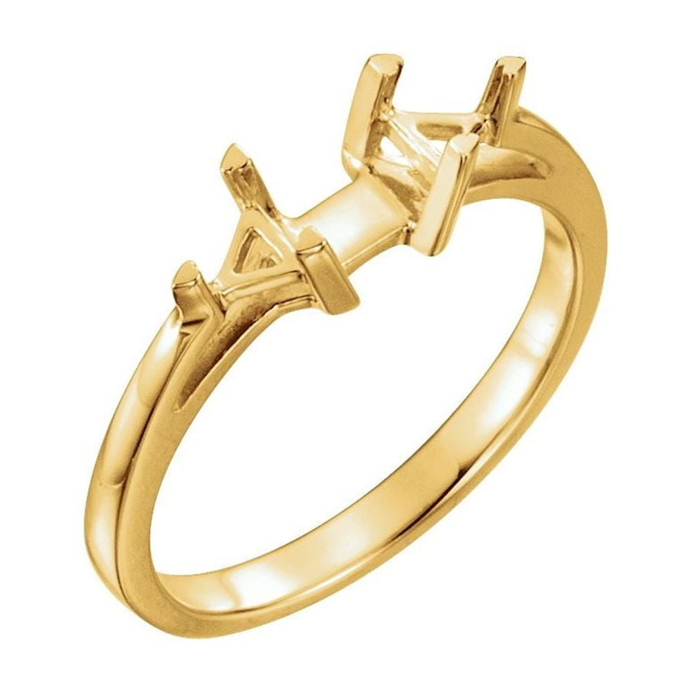 14k Yellow Gold 5mm Trillion Triangle Shape Side-Stone Open Peg ...