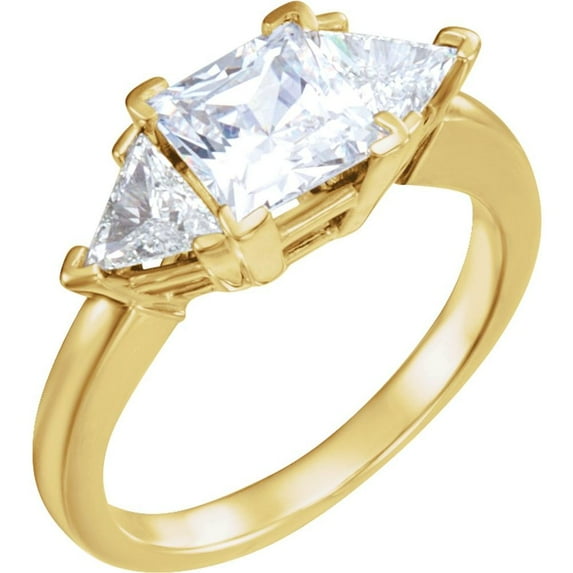 14k Yellow Gold 6.5mm Square Shape 3 Three-Stone Bridal Wedding ...