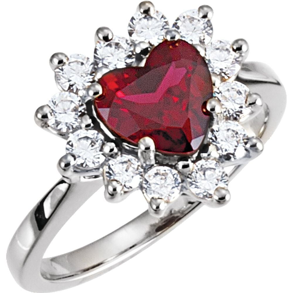 14k Yellow Gold 6mm Heart Shape Halo-Style Fashion Ring Fine Jewelry ...