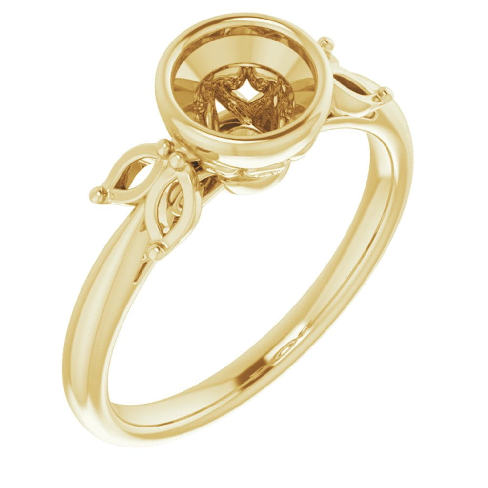 14k Yellow Gold 6mm Round Shape Bezel-Set Bridal Wedding Engagement ...