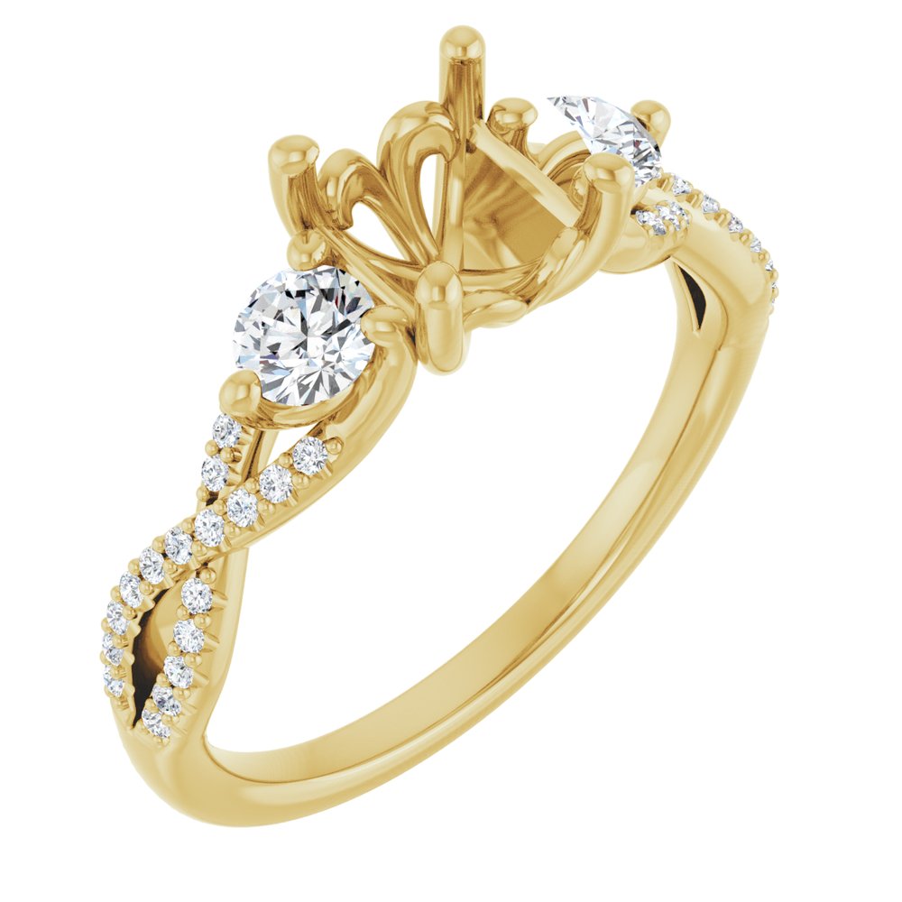 14k Yellow Gold 6x6mm Cushion Cut Diamond Semi-Mount Bridal Wedding ...