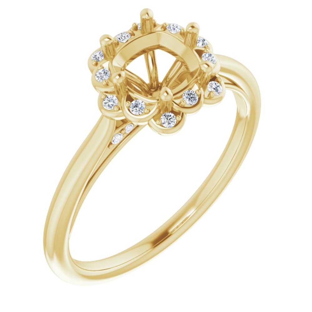 14k Yellow Gold 6x6mm Cushion Cut Diamond Semi-Mount Bridal Wedding ...
